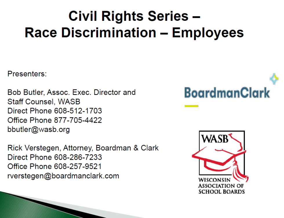 Race Discrimination For Employees Presentation Image - Wisconsin ...