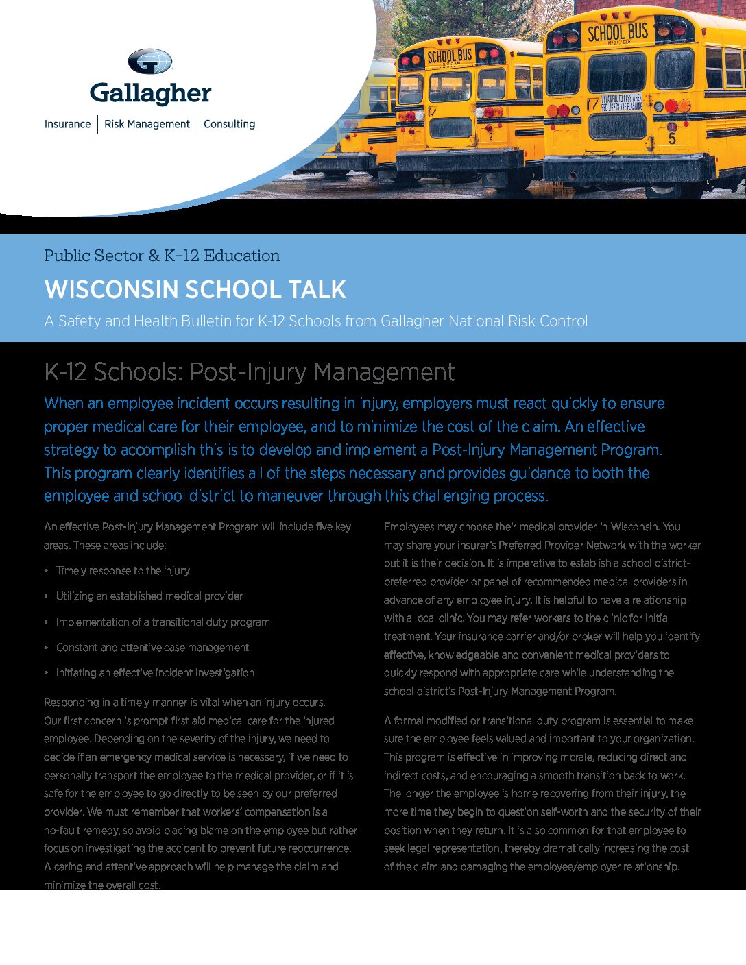 K 12 Post Injury Management 2023 Gallagher WI School Talk | Wisconsin ...