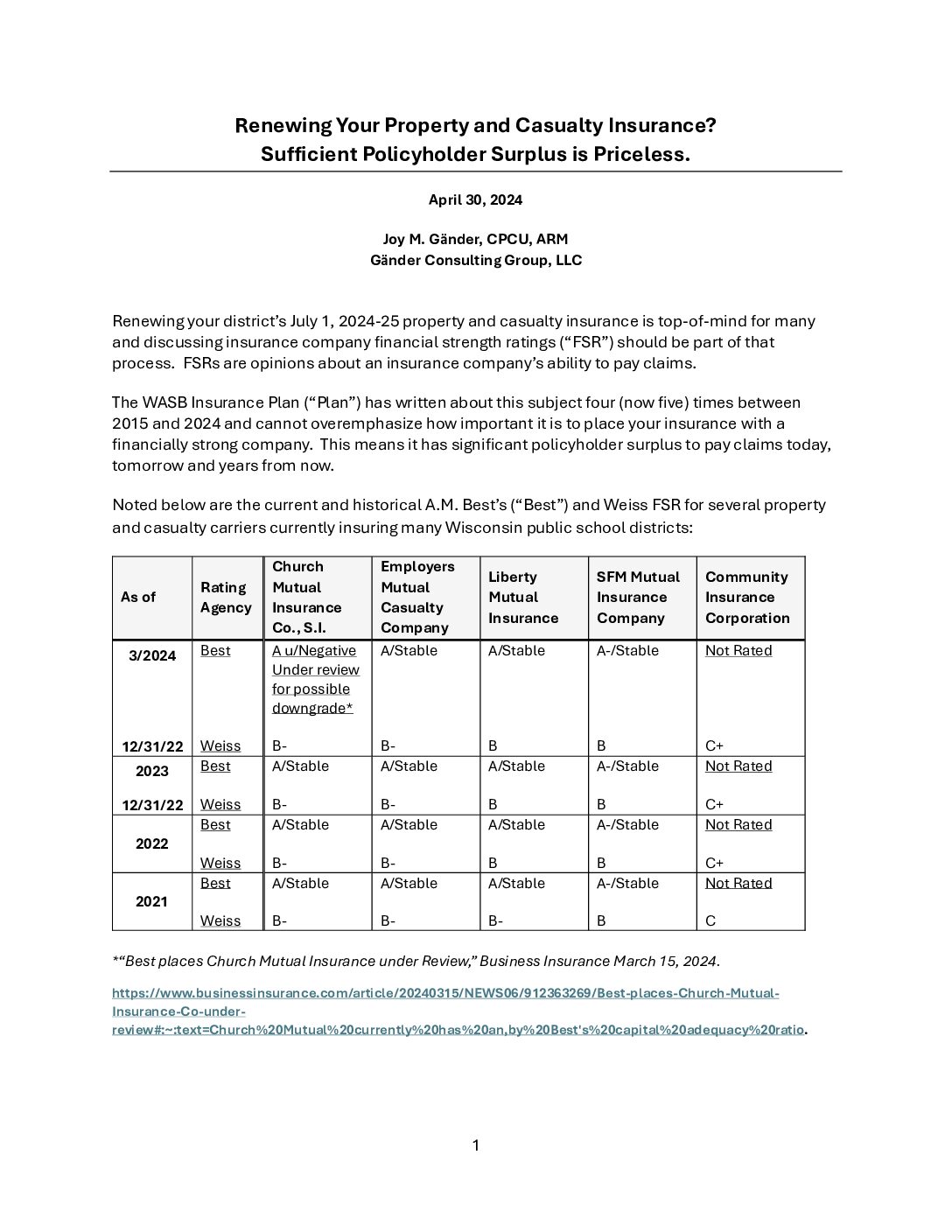 2024 April Carrier Ratings FINAL | Wisconsin Association of School Boards