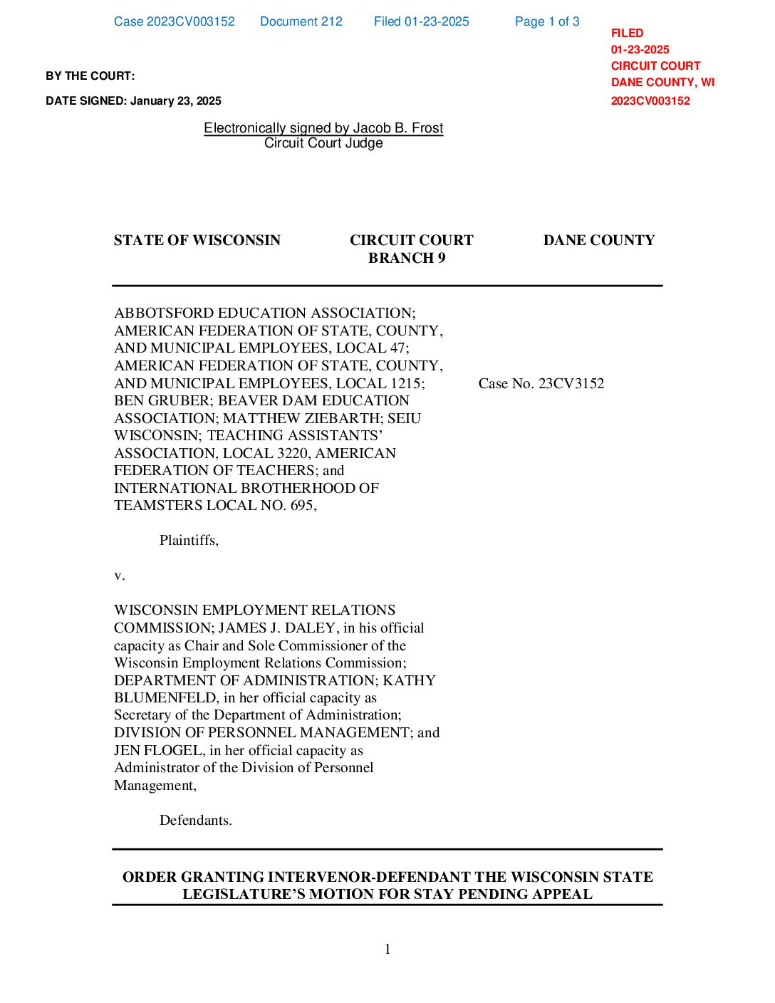 Abbotsford Decision and Order Granting Stay Pending Appeal - Wisconsin ...