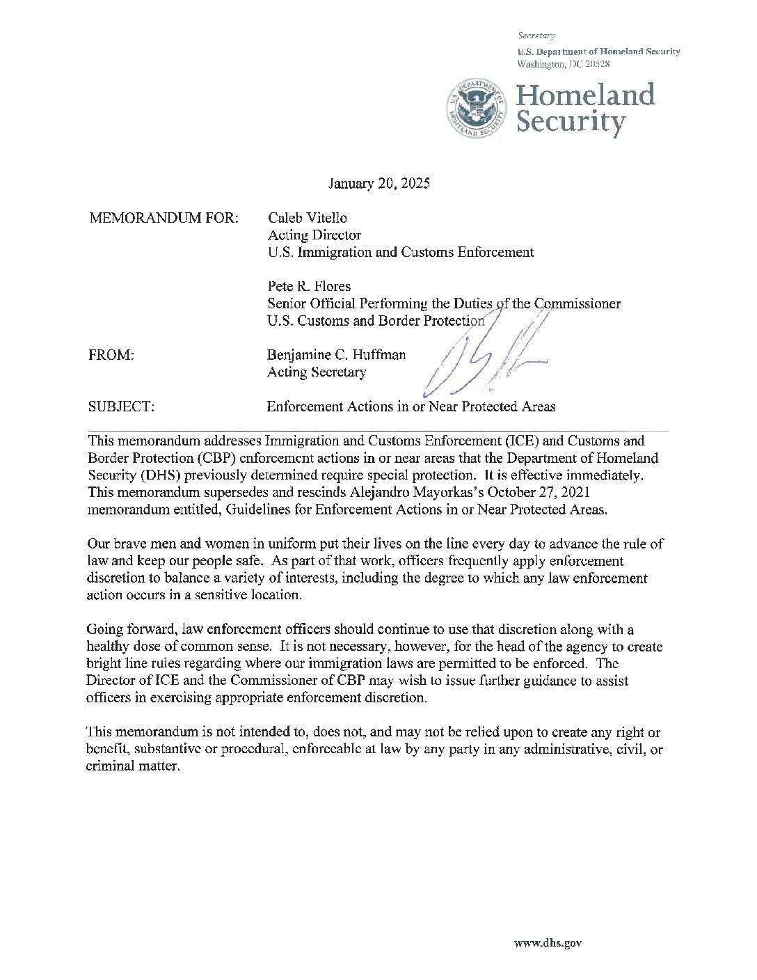 U.S. DHS memo - Wisconsin Association of School Boards
