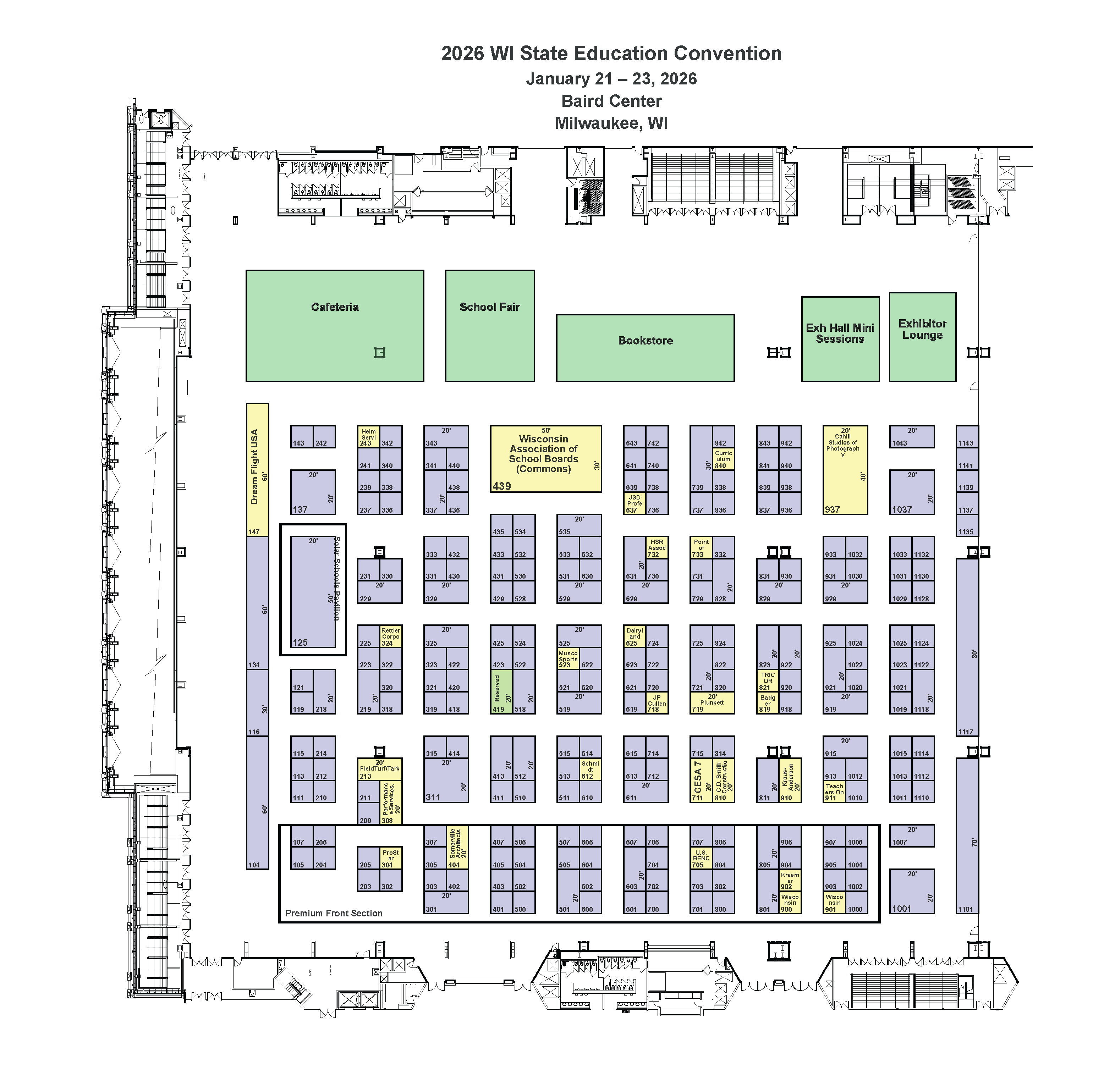 2026 Exhibit Hall Floorplan | Wisconsin Association of School Boards