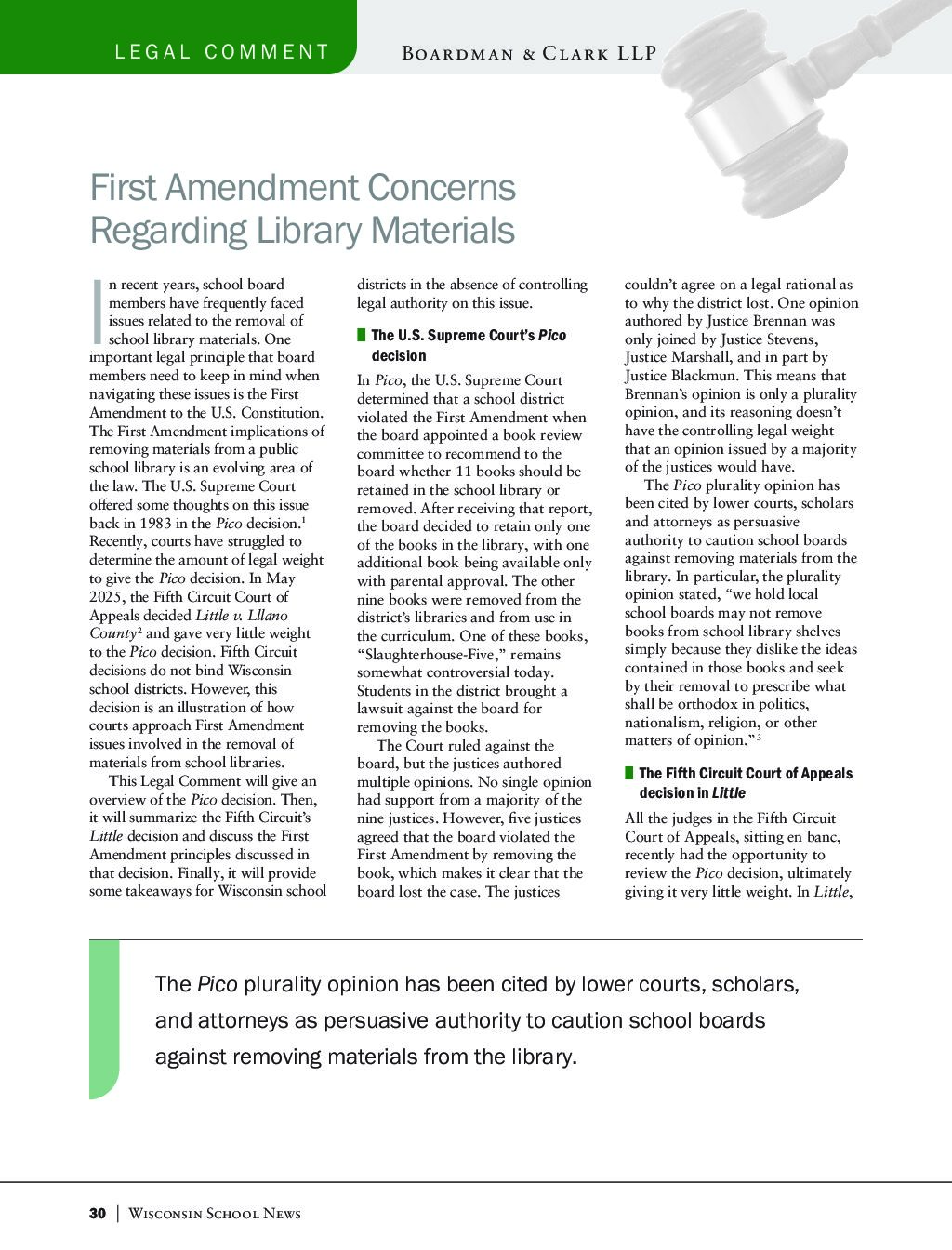First Amendment Concerns Regarding Library Materials - Wisconsin ...